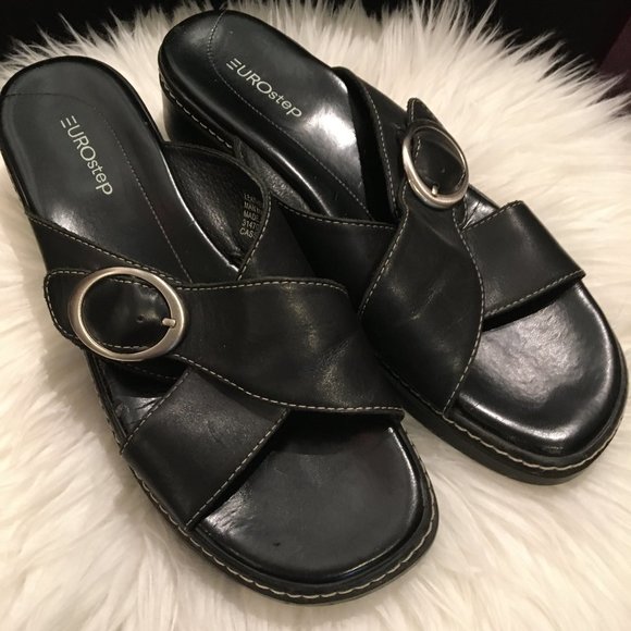 Eurostep | Shoes | Eurostep Open Toe Black Slip On Sandal 9m | Poshmark
